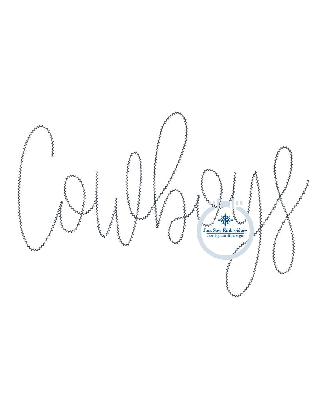 Cowboys Chenille Yarn Script Embroidery Design Six Sizes 5x7, 8x8, 9x9